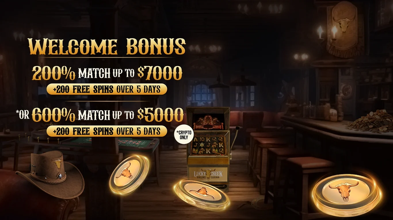 Lucky Creek Casino - 200% Match Bonus up to $7500 + 200 Free Spins